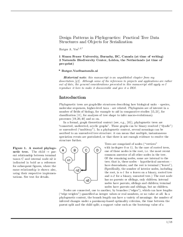 Pdf Design Patterns In Phylogenetics Practical Tree Data Structures And Objects For Serialization