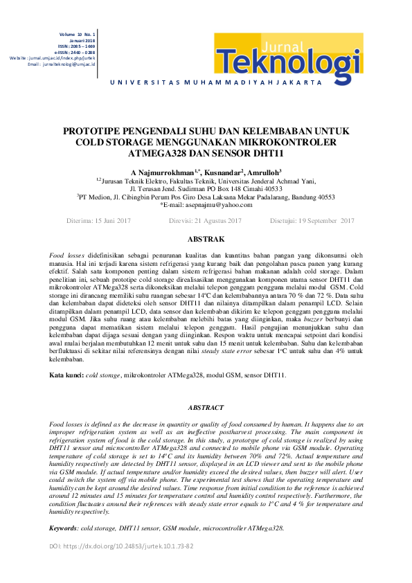 (PDF) Prototipe Pengendali Suhu Dan Kelembaban Untuk Cold Storage ...