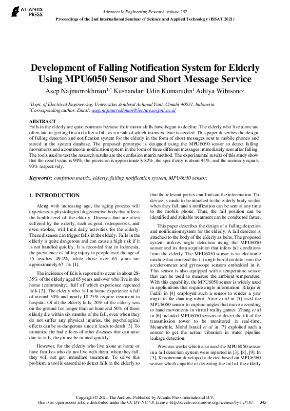 (PDF) Development of Falling Notification System for Elderly Using ...