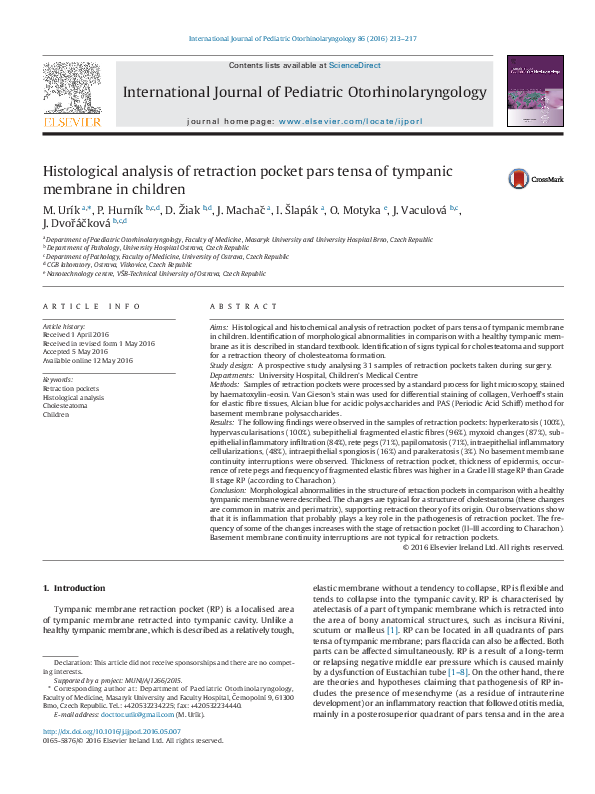 (PDF) Histological analysis of retraction pocket pars tensa of tympanic ...