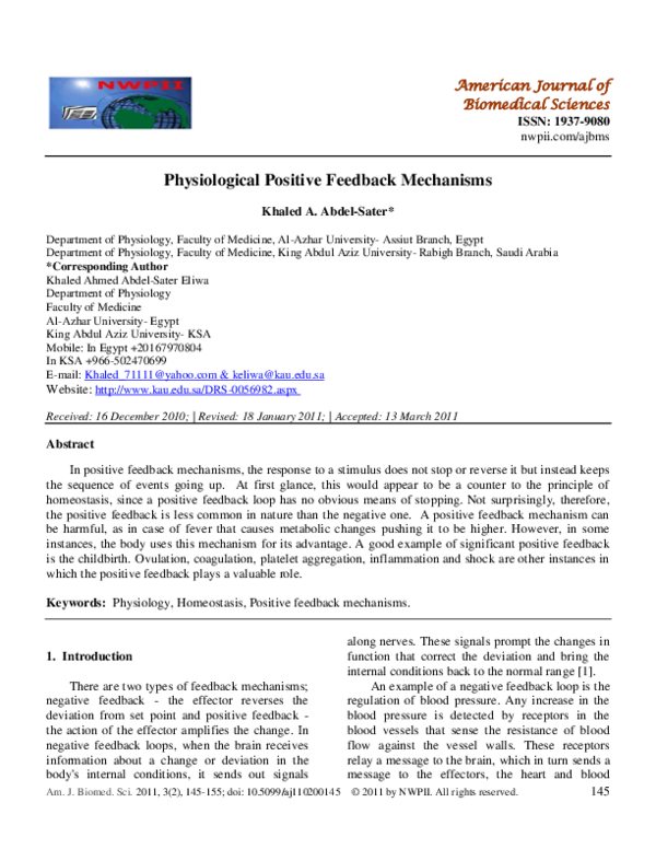 (PDF) Physiological Positive Feedback Mechanisms