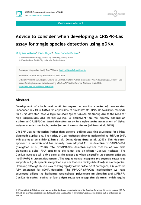 (PDF) Advice to consider when developing a CRISPR-Cas assay for single ...