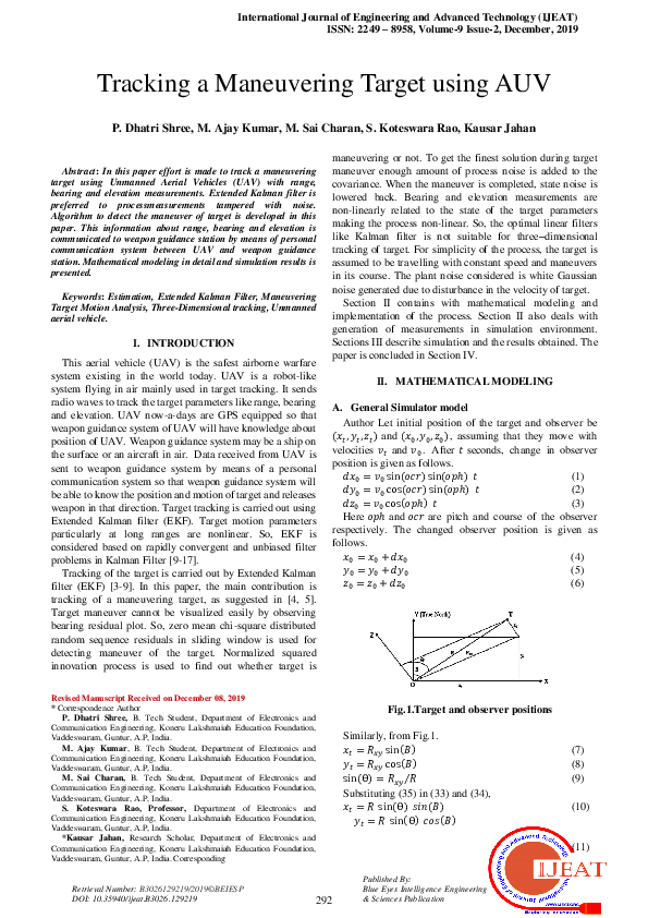(PDF) Tracking a Maneuvering Target using AUV