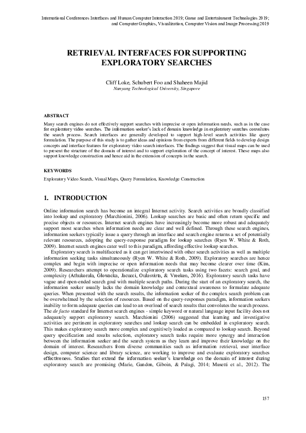 (PDF) Retrieval Interfaces for Supporting Exploratory Searches