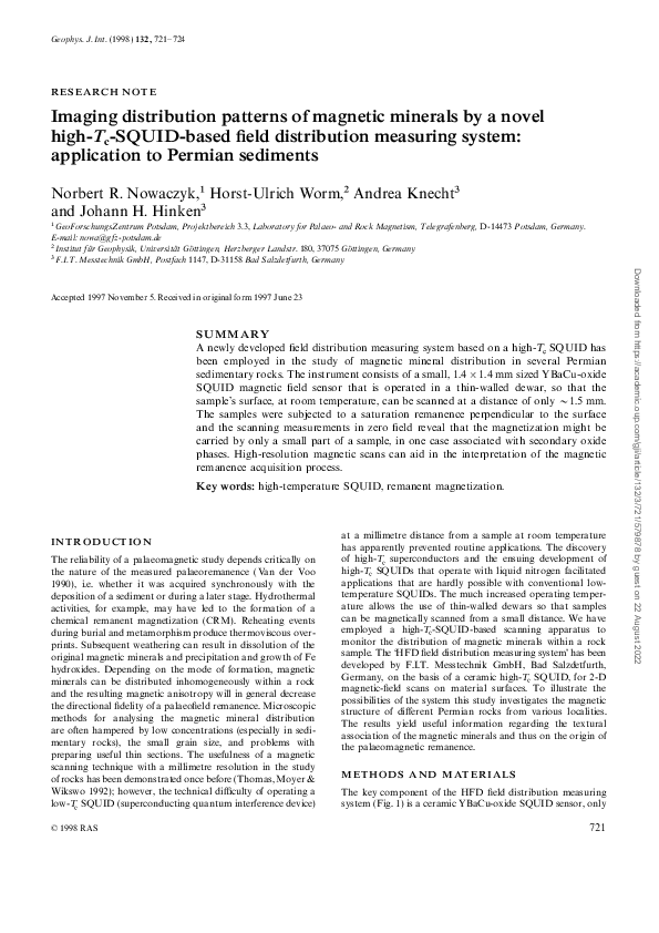(PDF) Imaging distribution patterns of magnetic minerals by a novel high- T c -SQUID-based field ...