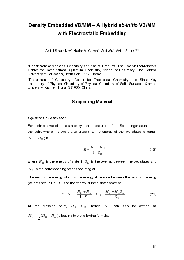Density Embedded Vbmm A Hybrid Ab Initio Vbmm With Electrostatic Embedding 2459