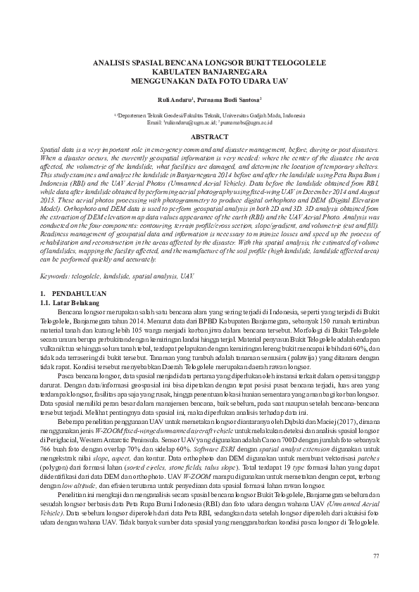 (PDF) Analisis Spasial Bencana Longsor Bukit Telogolele Kabupaten ...