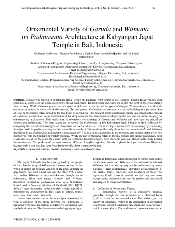 (PDF) Ornamental Variety of Garuda and Wilmana on Padmasana ...