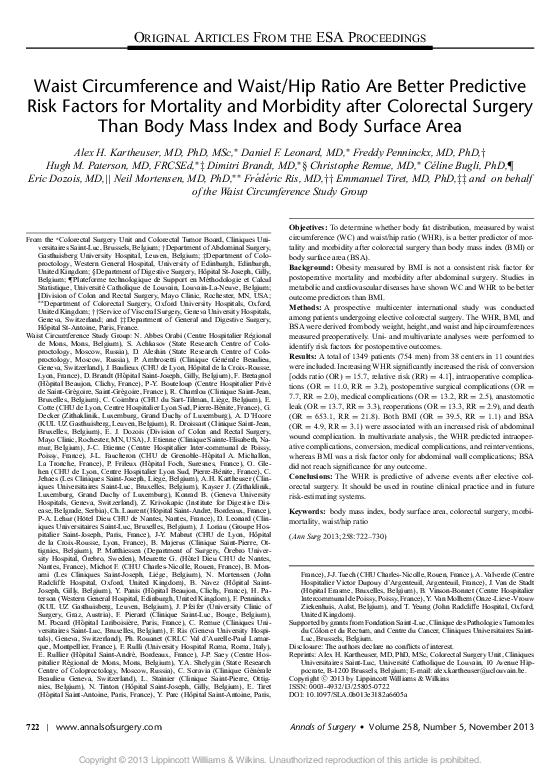 (PDF) Waist Circumference and WHR Predict Post-Surgery Risks