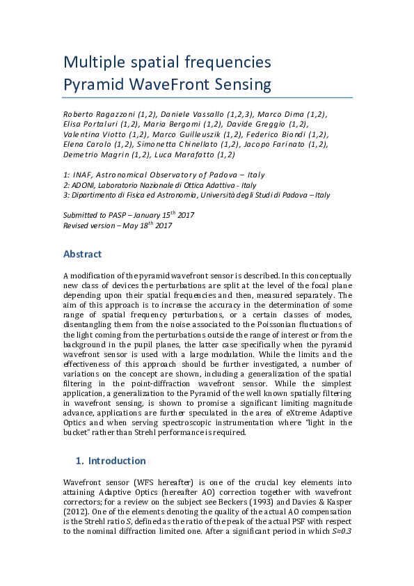 (PDF) Multiple Spatial Frequencies Pyramid WaveFront Sensing ...