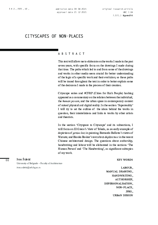(PDF) Cityscapes of non-places | Ivan Šuletić - Academia.edu