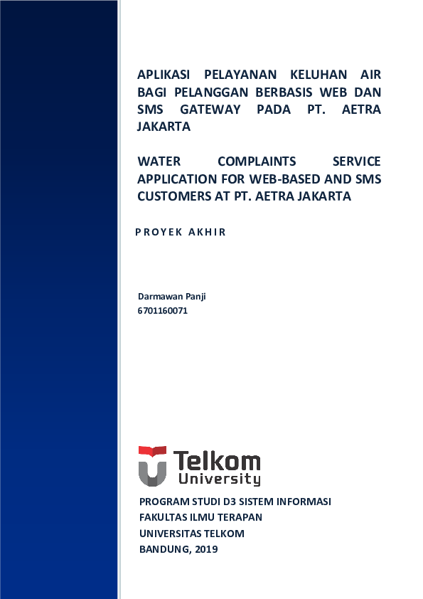 (PDF) Aplikasi Pelayanan Keluhan Air Bagi Pelanggan Berbasis Web Dan ...