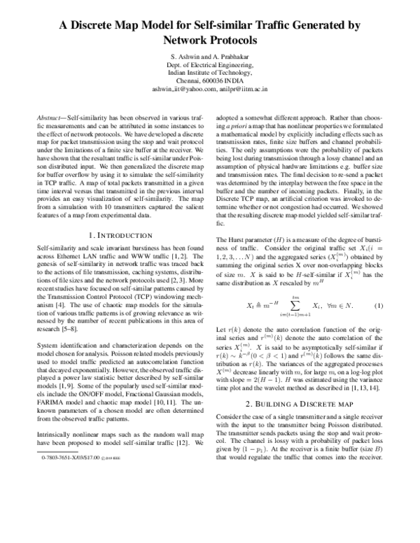 Pdf A Discrete Map Model For Self Similar Traffic Generated By Network Protocols