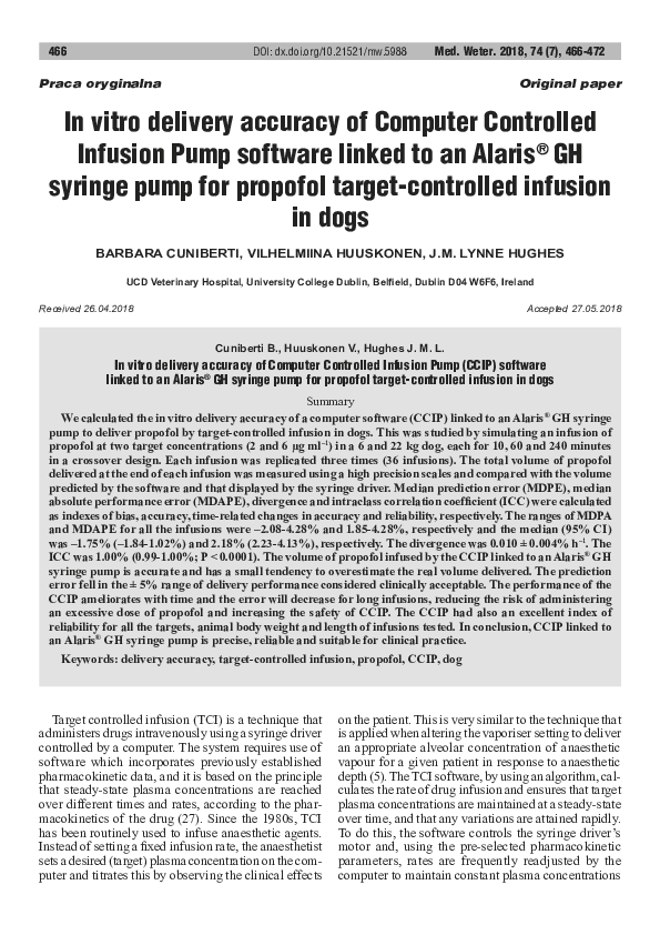 (PDF) In vitro delivery accuracy of Computer Controlled Infusion Pump ...
