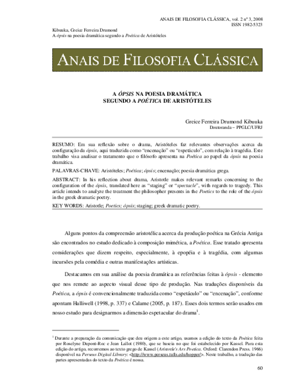(PDF) A ópsis na poesia dramática segundo a Poética de Aristóteles