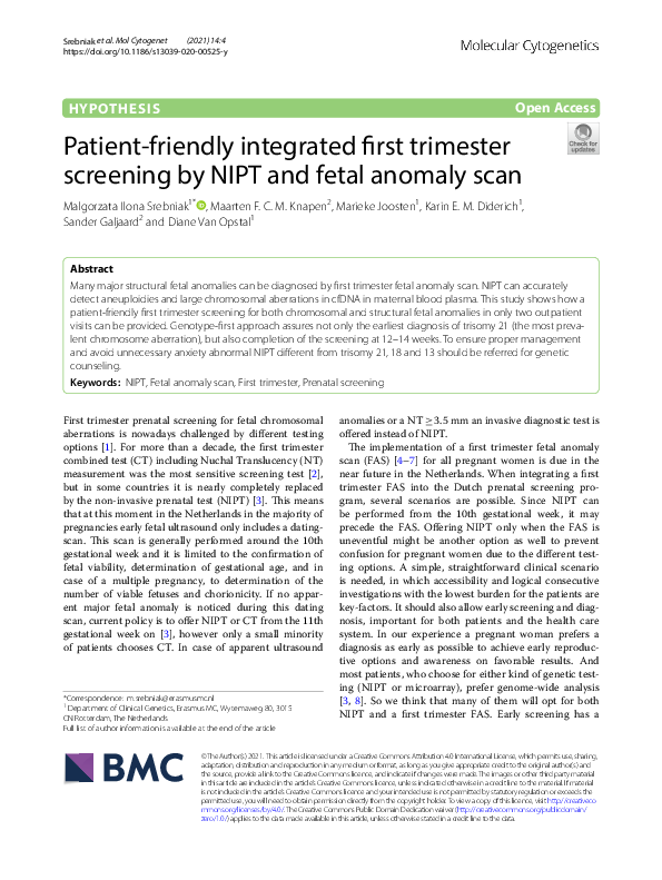 (PDF) Patient-friendly integrated first trimester screening by NIPT and ...