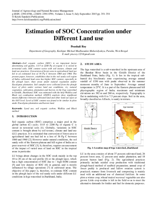 (PDF) Estimation of SOC Concentration under Different Land use