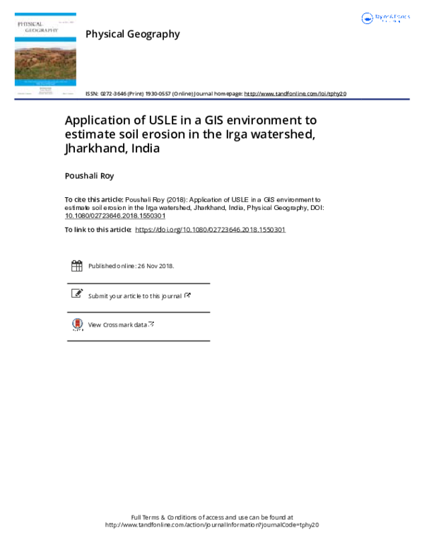 (PDF) Application of USLE in a GIS environment to estimate soil erosion ...