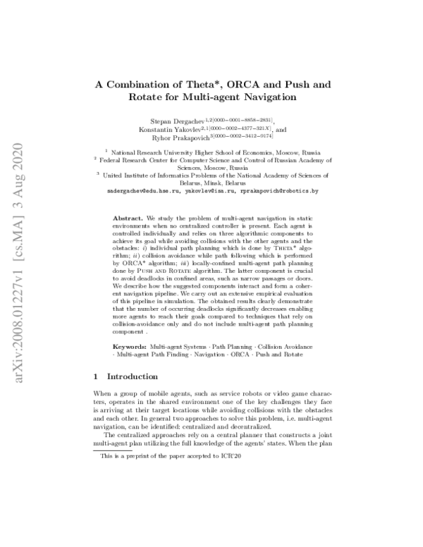 (PDF) A Combination of Theta*, ORCA and Push and Rotate for Multi-agent Navigation