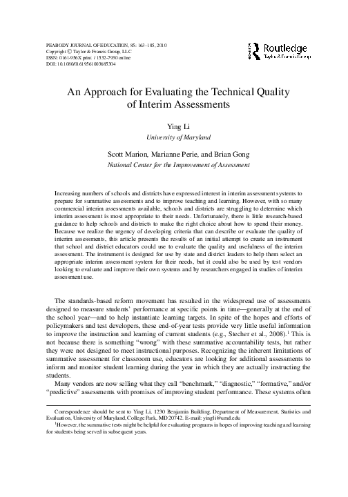 (PDF) An Approach for Evaluating the Technical Quality of Interim ...