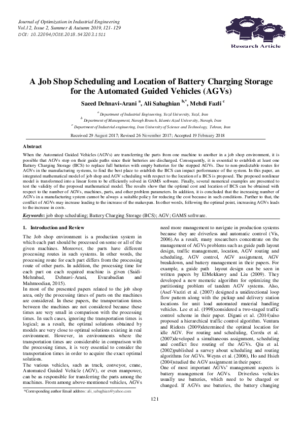 (PDF) SIMULATION MODELING OF AUTOMATED GUIDED VEHICLES (AGVs) IN JOB-SHOP MANUFACTURING ENVIRONMENT