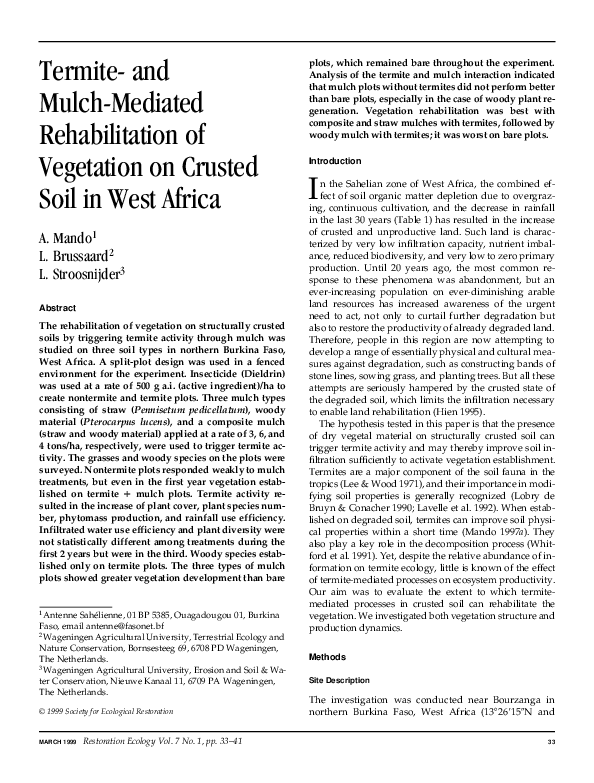 (PDF) Termite‐ and Mulch‐Mediated Rehabilitation of Vegetation on ...