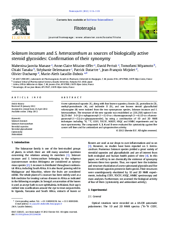 (PDF) Solanum incanum and S. heteracanthum as sources of biologically ...