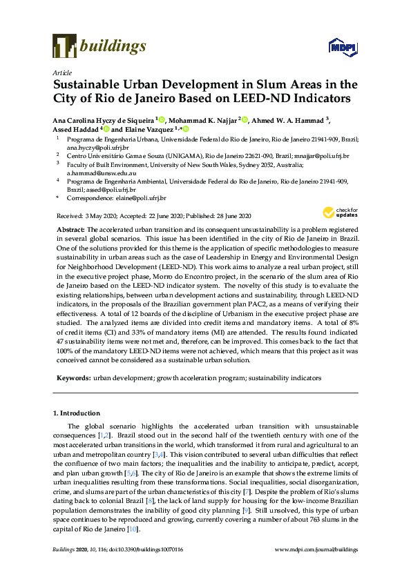 (PDF) Sustainable Urban Development in Slum Areas in the City of Rio de ...