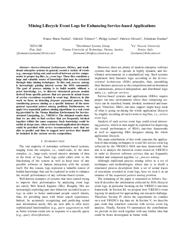 (PDF) Mining Lifecycle Event Logs for Enhancing Service-Based Applications