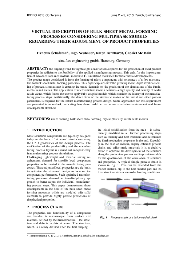 (PDF) Virtual Description of Bulk Sheet Metal Forming Processes Considering Multiphase Models ...