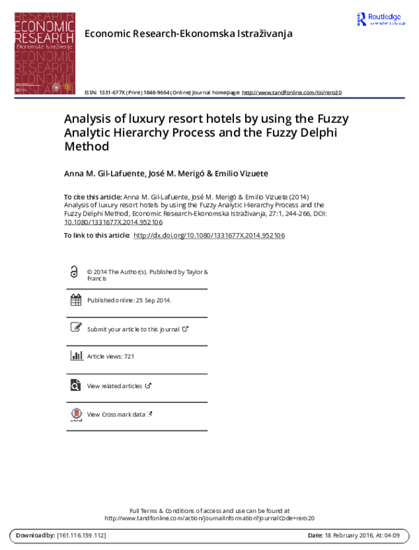 (PDF) Analysis of luxury resort hotels by using the Fuzzy Analytic Hierarchy Process and the ...