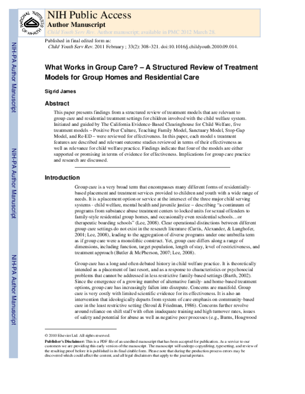 (PDF) What works in group care? — A structured review of treatment ...