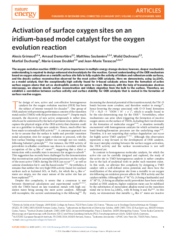 (PDF) Activation of surface oxygen sites on an iridium-based model ...