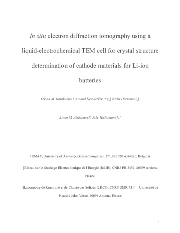 Pdf In Situ Electron Diffraction Tomography Using A Liquid Electrochemical Transmission
