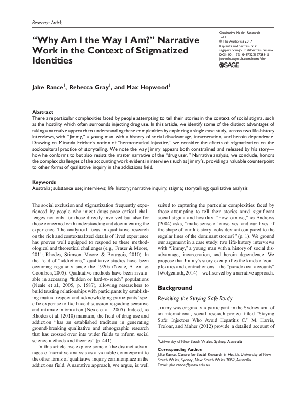 (PDF) “Why Am I the Way I Am?” Narrative Work in the Context of ...