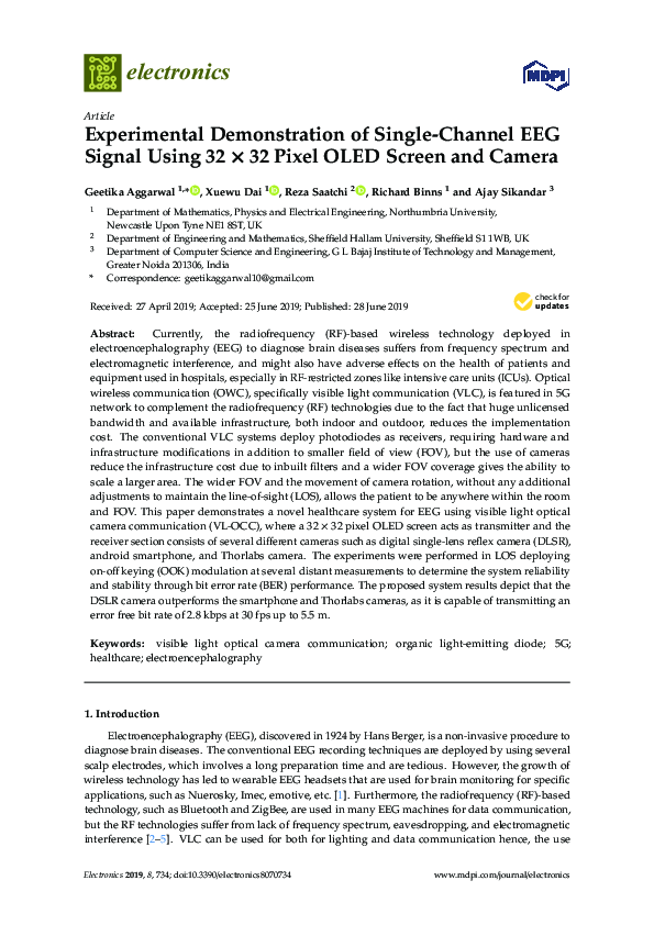 (PDF) Experimental Demonstration of Single-Channel EEG Signal Using 32 ...