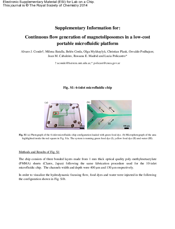 (PDF) Continuous flow generation of magnetoliposomes in a low-cost portable microfluidic platform