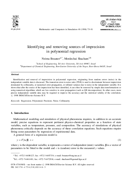(PDF) Identifying and removing sources of imprecision in polynomial regression