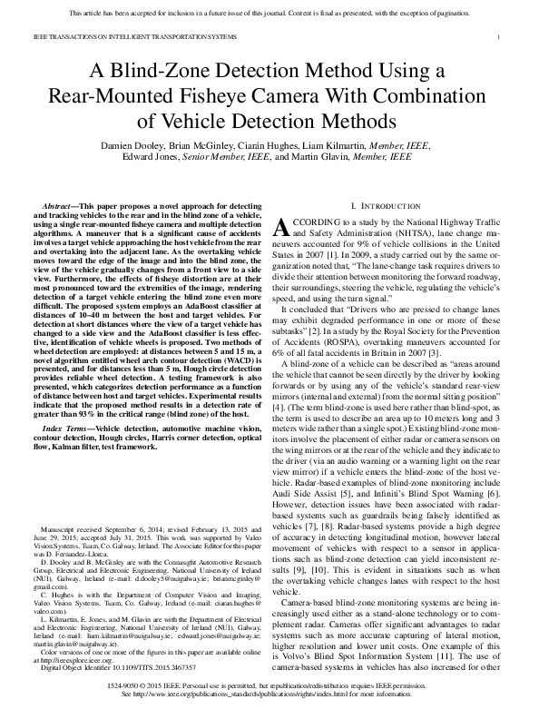 (PDF) A Blind-Zone Detection Method Using a Rear-Mounted Fisheye Camera ...