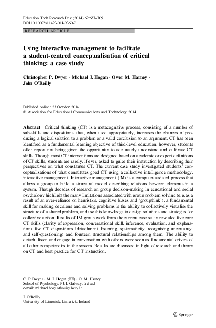 (PDF) Using interactive management to facilitate a student-centred ...