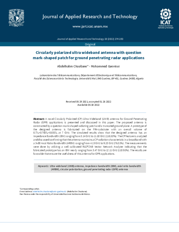 (PDF) Circularly Polarized UWB Antenna with Question Mark Shaped Patch ...