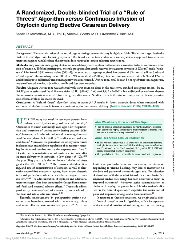 Pdf A Randomized Double Blinded Trial Of A Rule Of Threes Algorithm Versus Continuous