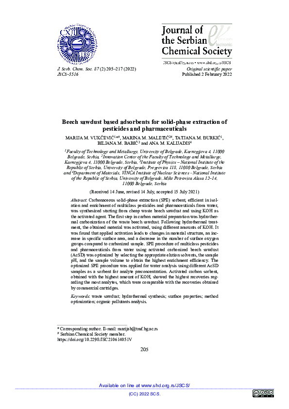 (PDF) Beech sawdust based adsorbents for solid-phase extraction of ...