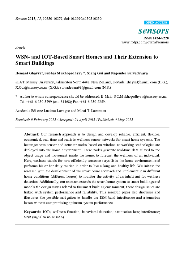 Pdf Wsn And Iot Based Smart Homes And Their Extension To Smart