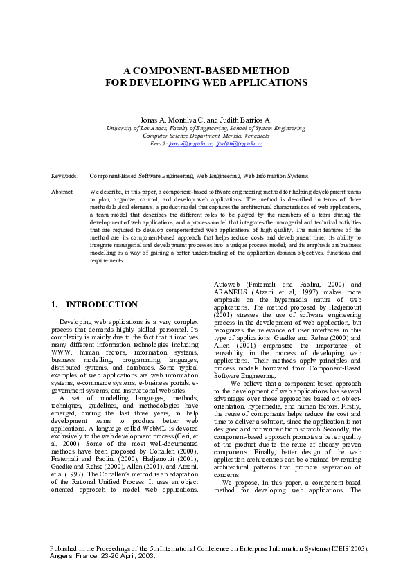 (PDF) A Component-Based Method for Developing Web Applications