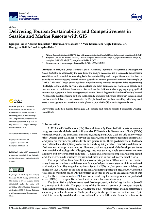 (PDF) Delivering Tourism Sustainability and Competitiveness in Seaside and Marine Resorts with GIS