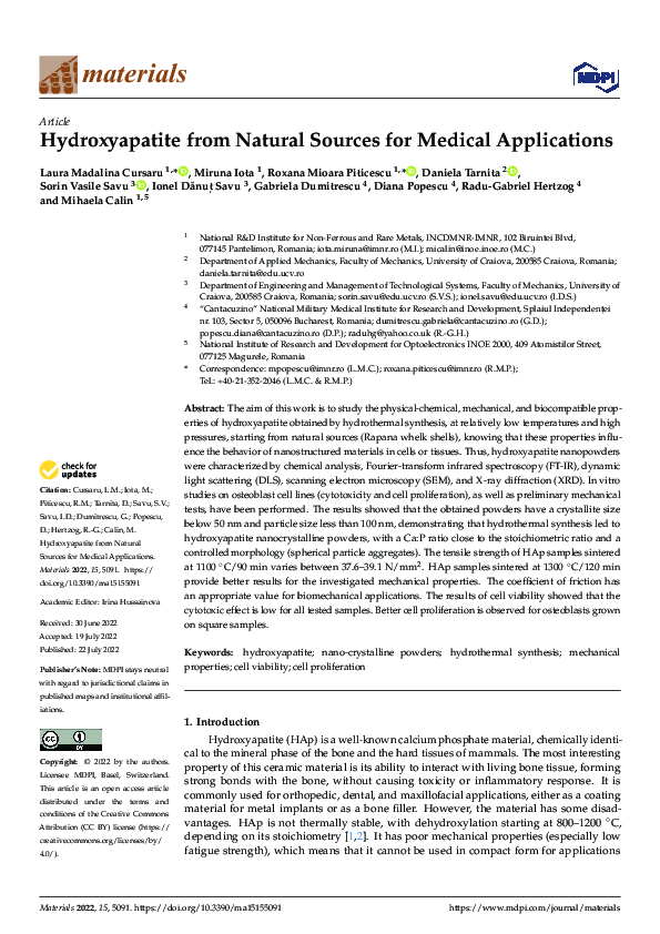 (PDF) Hydroxyapatite from Natural Sources for Medical Applications ...
