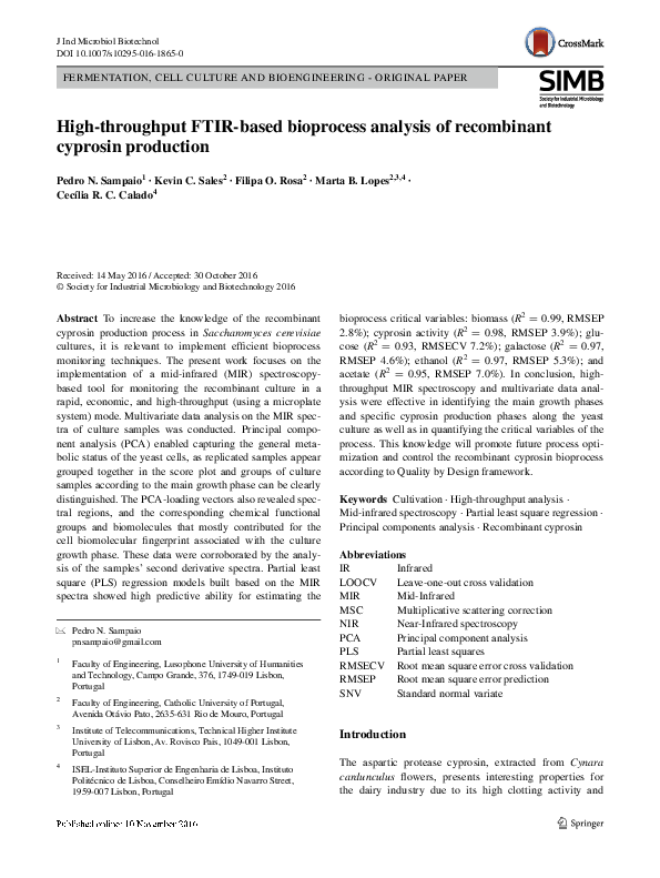 (PDF) High-throughput FTIR-based bioprocess analysis of recombinant ...