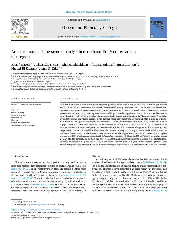(PDF) An astronomical time scale of early Pliocene from the ...