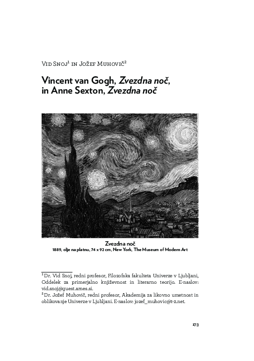 (PDF) Vincent van Gogh, Starry Night, and Anne Sexton, Starry Night